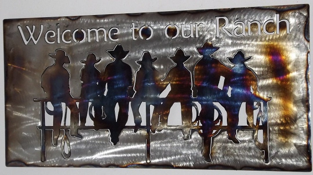 Torch Colored Ranch Sign Cowboy Welcome Sign Home and Living Metal Sign ...
