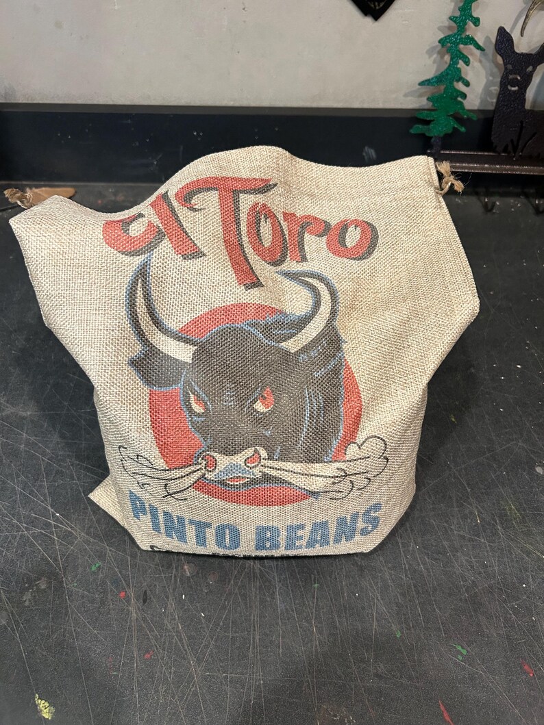 Vintage Farm Grain Sack Burlap El Toro Pinto Beans 12x16 Packaged in ...