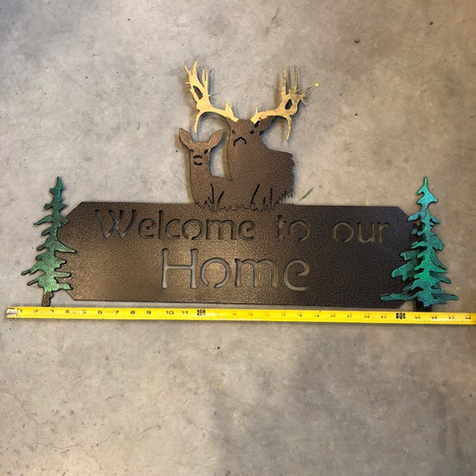 Mule Deer 3-D Welcome to Our Home Welcome Sign Metal Welcome Home Sign ...