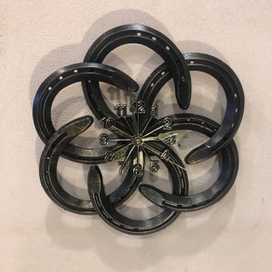 Horseshoe Wall Clock, Horse Shoe Art, Rustic Home Decor, Country Home ...