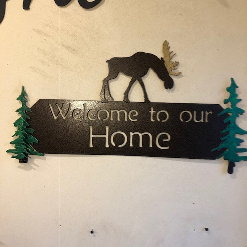 Moose welcome to Our Home Sign Metal Moose Welcome | Etsy