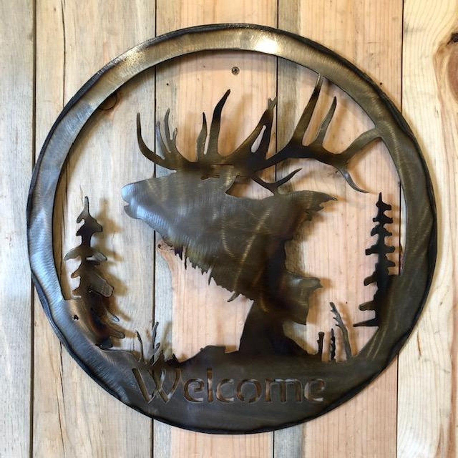 Metal Elk Head Welcome Sign - Etsy