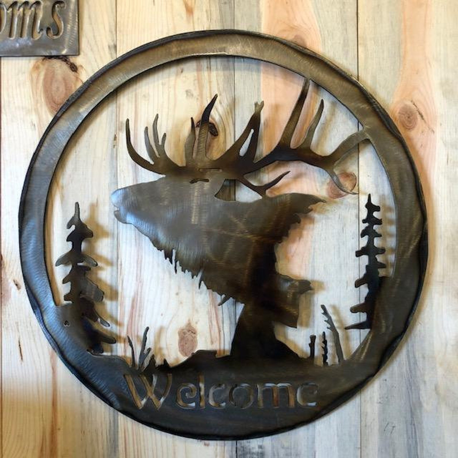 Metal Elk Head Welcome Sign - Etsy