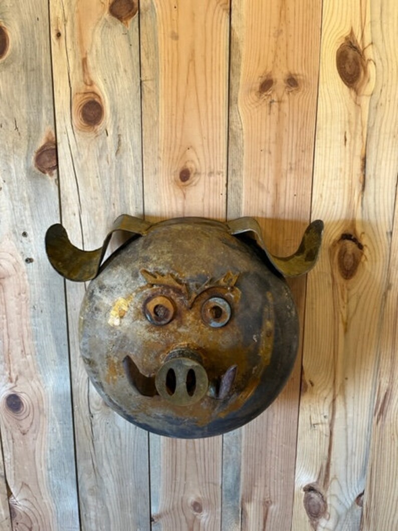 Hanging Pig Head Boar Head Metal Art Head Made Form Upcycled Propane ...