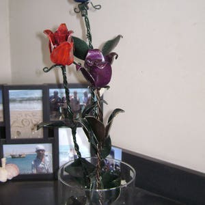 Steel Rose With Barbed Wire Stem Made From Recycled Metal and ...