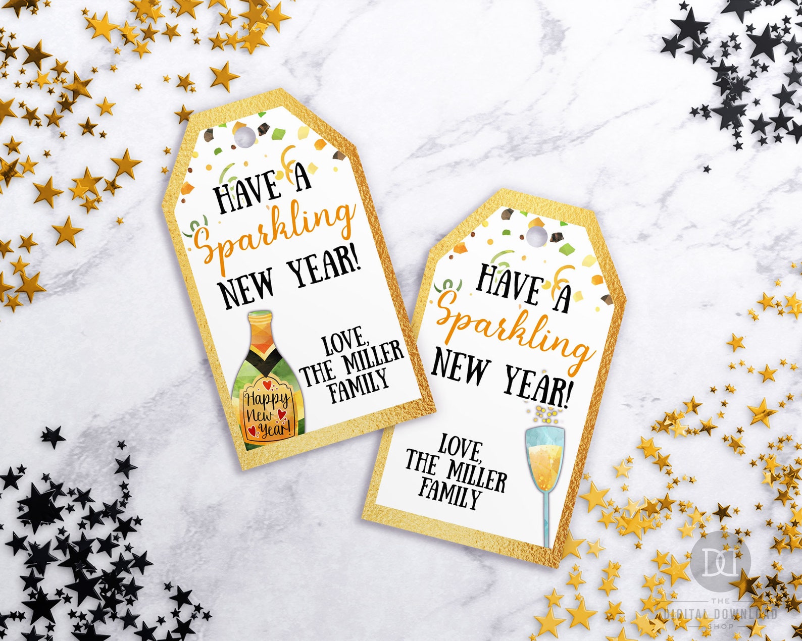 New Year's Tags Editable Template Printable New | Etsy