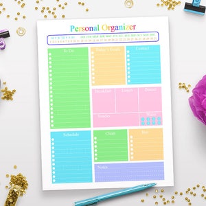 Personal Organizer Daily Planner Printable, Daily Organizer, Agenda ...