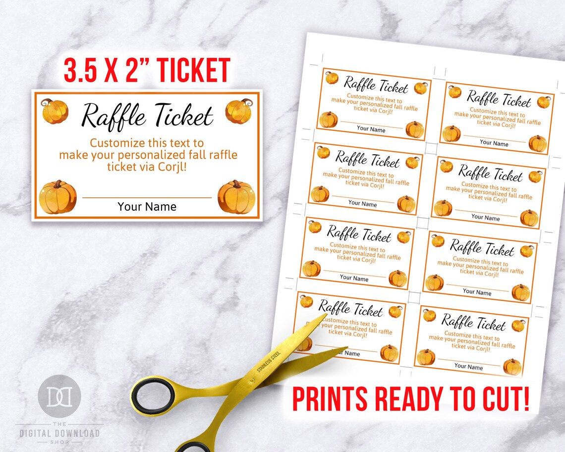 Fall Raffle Ticket Template Editable Printable Printable - Etsy