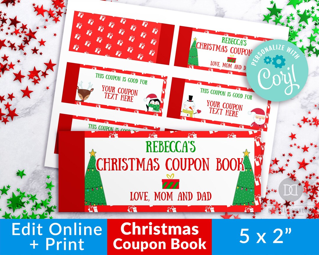 Kids Christmas Coupon Book Template, Kids Coupon Book Editable, Custom ...