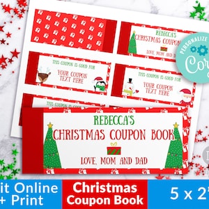 Kids Christmas Coupon Book Template, Kids Coupon Book Editable, Custom ...