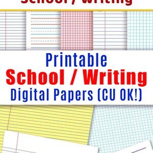 School Digital Papers, Handwriting Practice, Back to School, Lined ...
