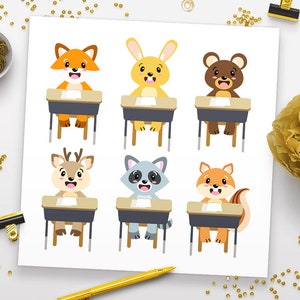 School Animals Clipart, Woodland Animals Back to School Clipart, Cute ...