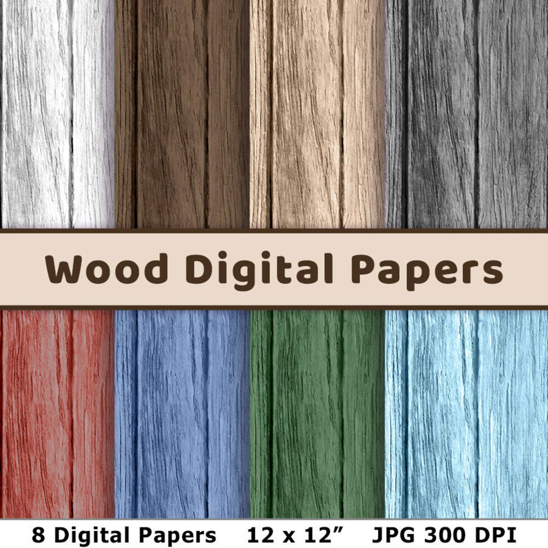 Wood Digital Paper- Natural Colors + Painted Colors, Wood Texture Paper ...