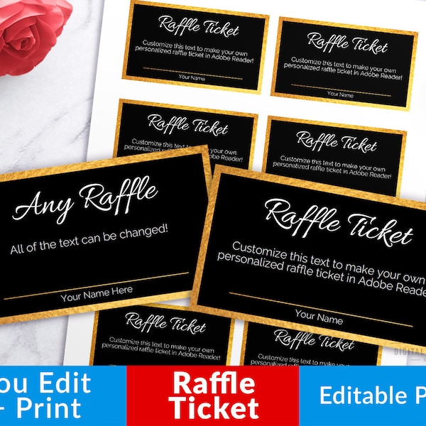 Gold and Black Raffle Template - Etsy