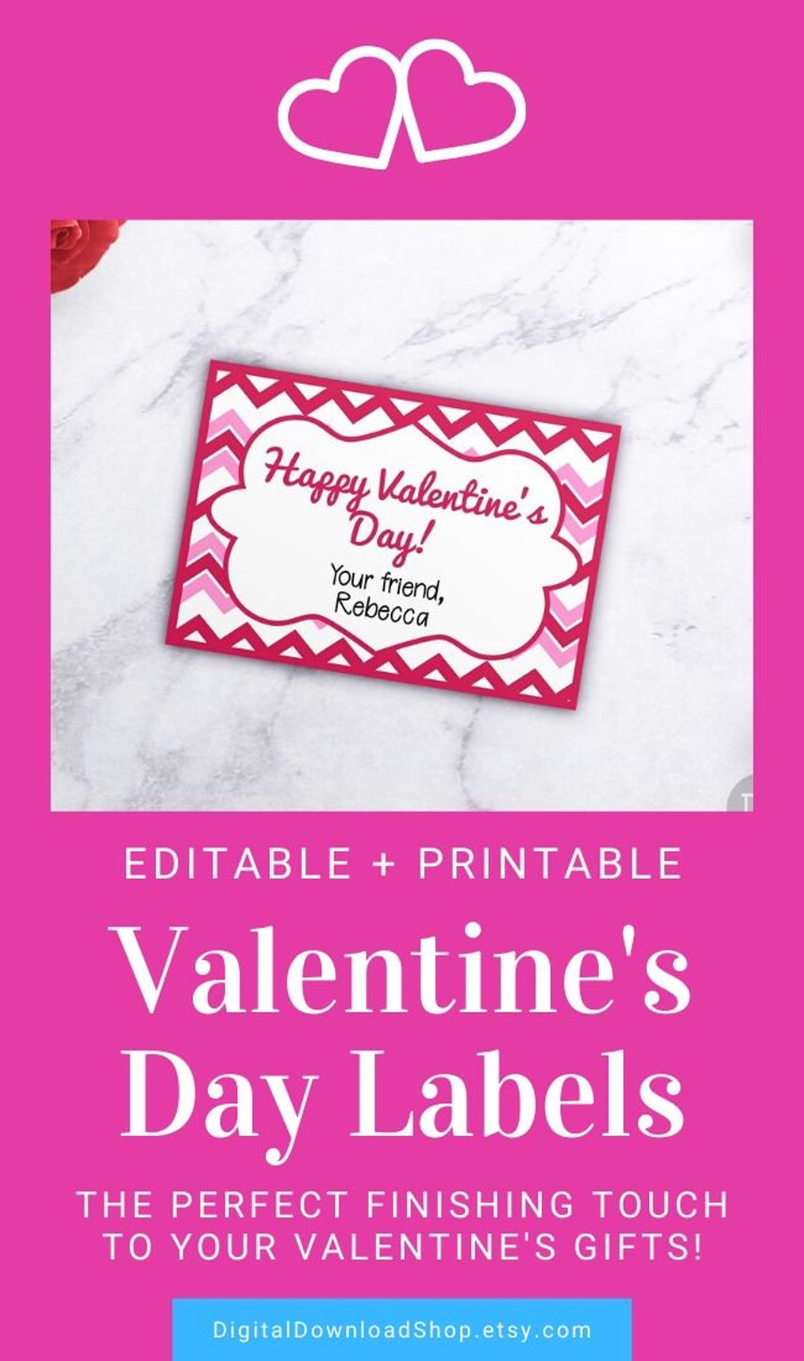 Valentine's Day Labels Template Printable Editable - Etsy