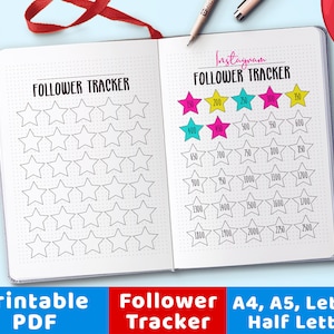 Bujo Journal Follower Growth Tracker Printable, Social Media Planner ...