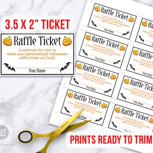 Halloween Raffle Ticket Template Editable, Printable Raffle Ticket ...