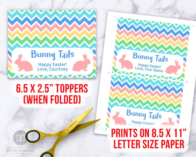 Bunny Tails Bag Topper Printable Editable Easter Treat Bag - Etsy