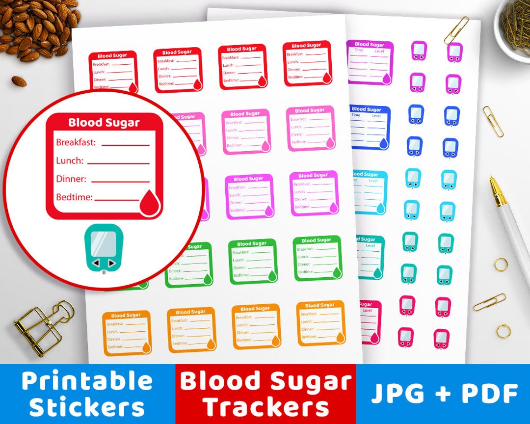 Blood Sugar Tracker Stickers, Glucose Monitor Sticker, Bullet Journal ...