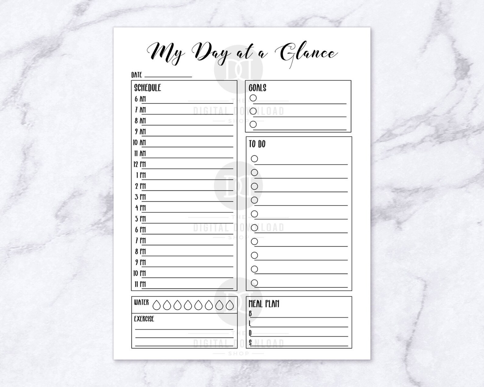 Day at a Glance Printable Month at a Glance Bullet Journal | Etsy