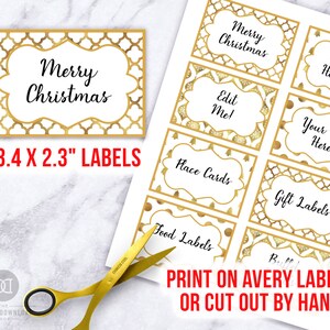 Gold Christmas Labels Template Editable, Printable Christmas Gift ...