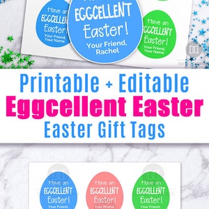 Eggcellent Easter Tag Printable, Editable Easter Tags, Easter Label ...