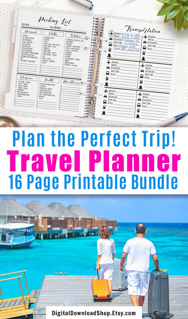 Travel Planner Printable Vacation Planner Trip Planner | Etsy