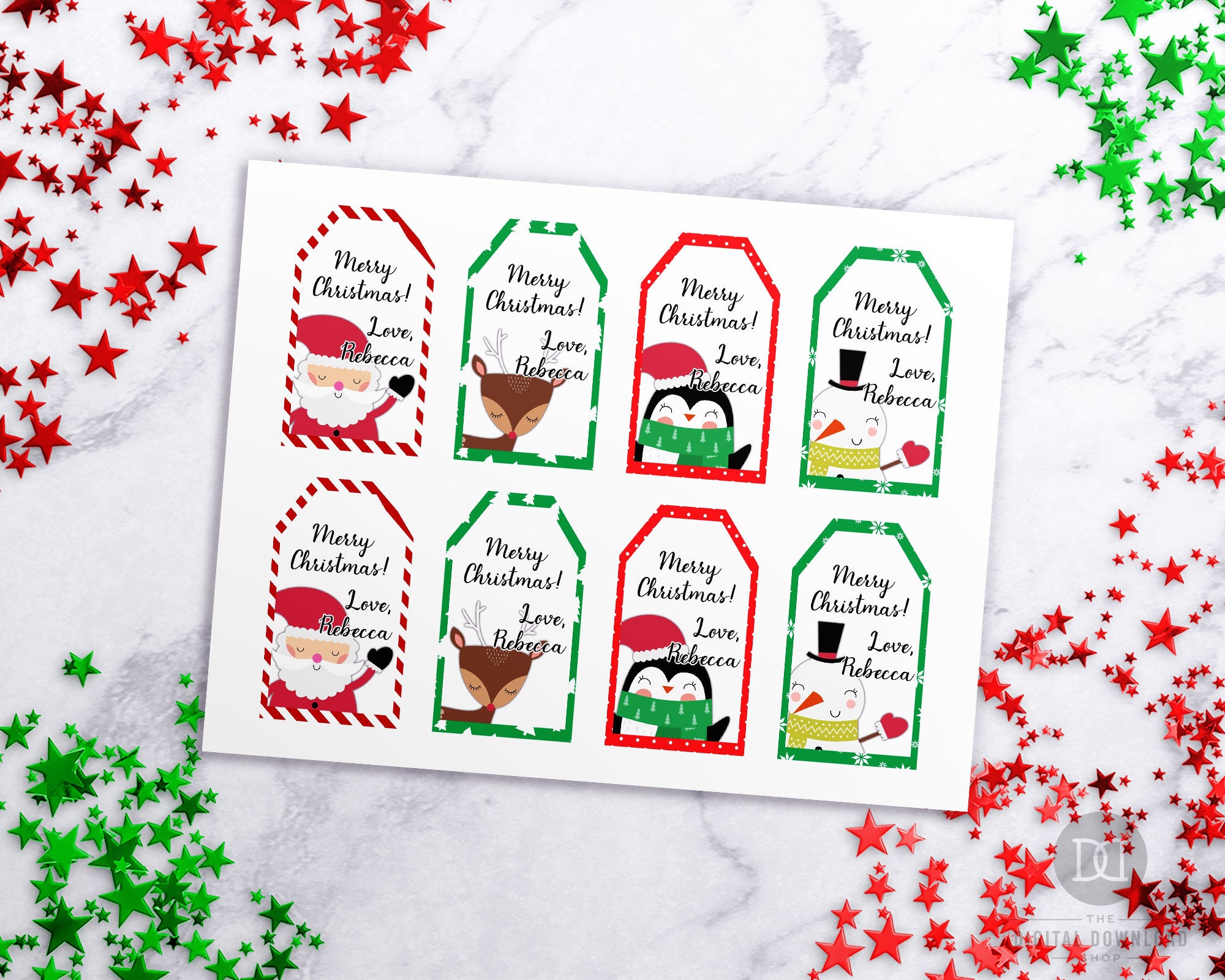 Christmas Tags Editable Printable Holiday Party Labels | Etsy