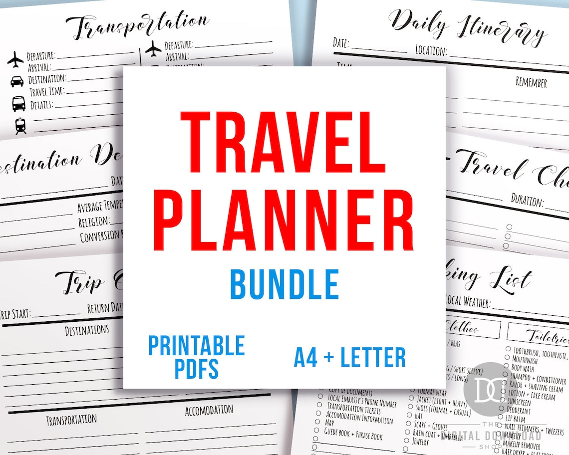 Travel Planner Printable Vacation Planner Trip Planner | Etsy