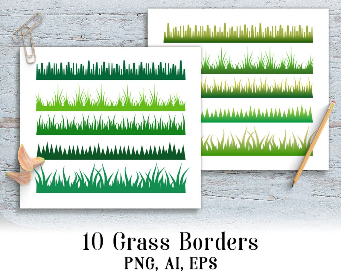 10 Grass Borders Clipart Grass Divider Summer Clipart | Etsy