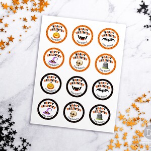 Halloween Stickers Personalized, Printable Halloween Circle Labels ...