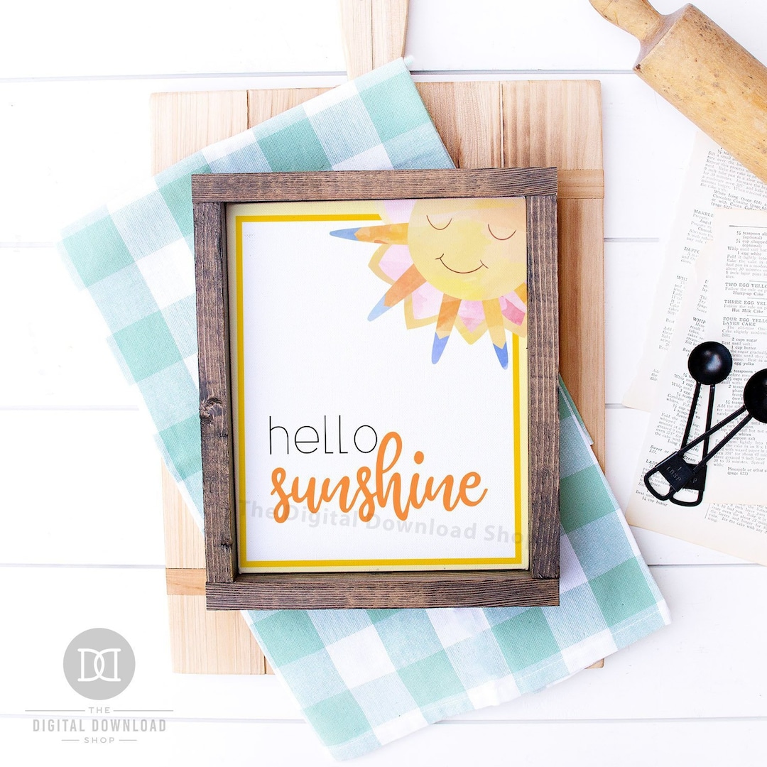 Hello Sunshine Printable Wall Art, Sunshine Wall Art Summer Wall Art ...