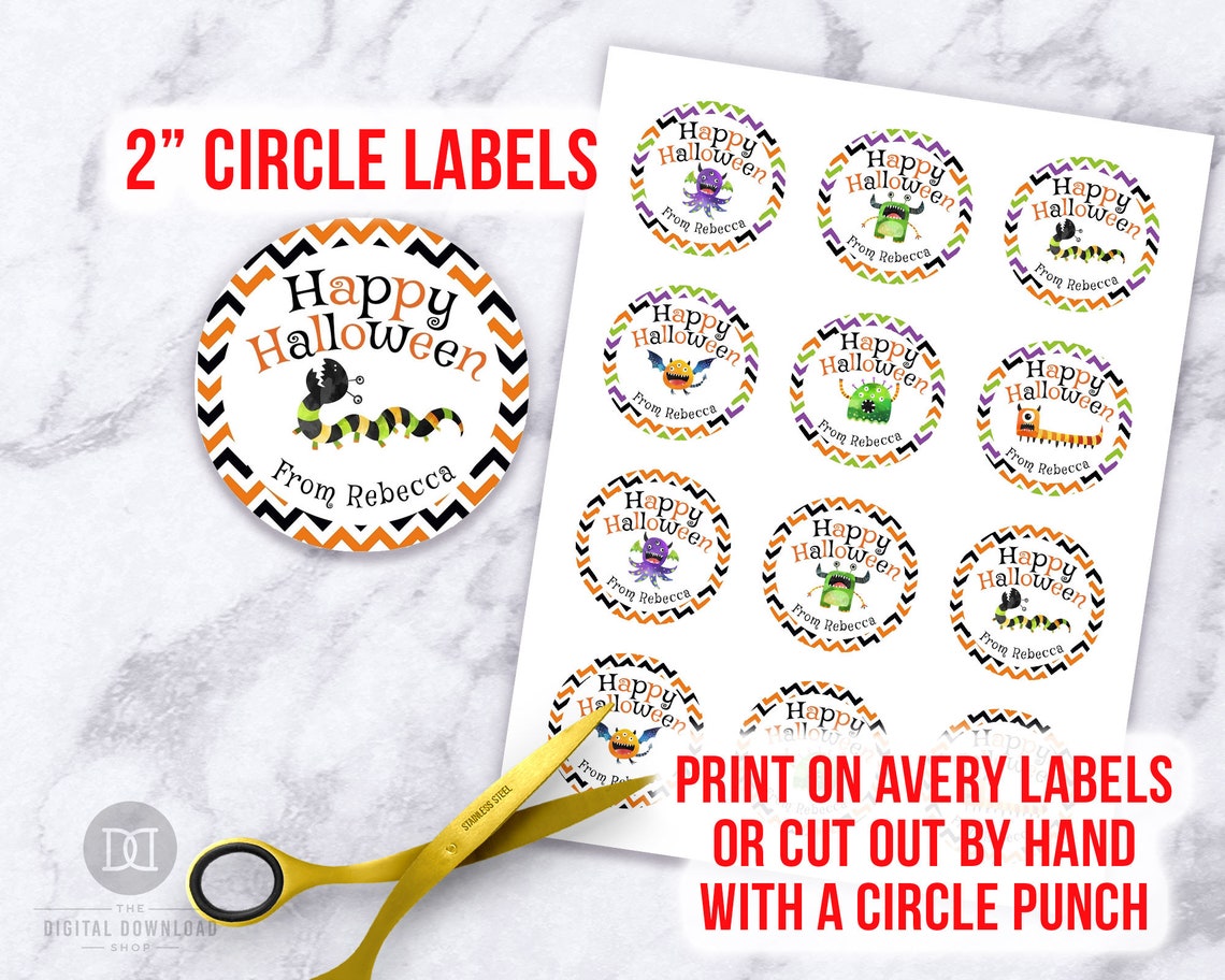 Halloween Circle Labels Editable, Printable Halloween Stickers ...