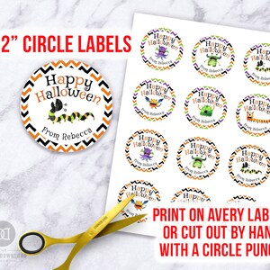Halloween Circle Labels Editable, Printable Halloween Stickers ...