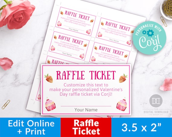 Valentine's Desserts Raffle Ticket Template Printable | Etsy