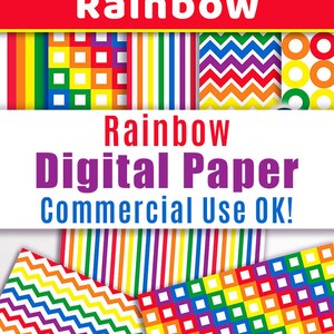 Rainbow Digital Papers, Rainbow Patterns, Seamless Birthday Digital ...