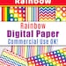Rainbow Digital Papers Rainbow Patterns Seamless Birthday - Etsy