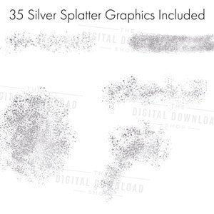 Metallic Paint Splatters Clipart Bundle, Gold Splatter Overlays, Rose ...