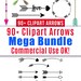 90 Arrows Clipart Mega Bundle, Tribal Arrow Clipart, Rustic Arrow ...