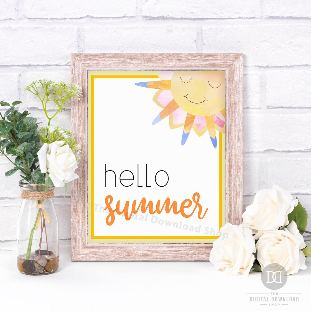 Hello Summer Printable Wall Art, Sunshine Wall Art, Summer Wall Art ...