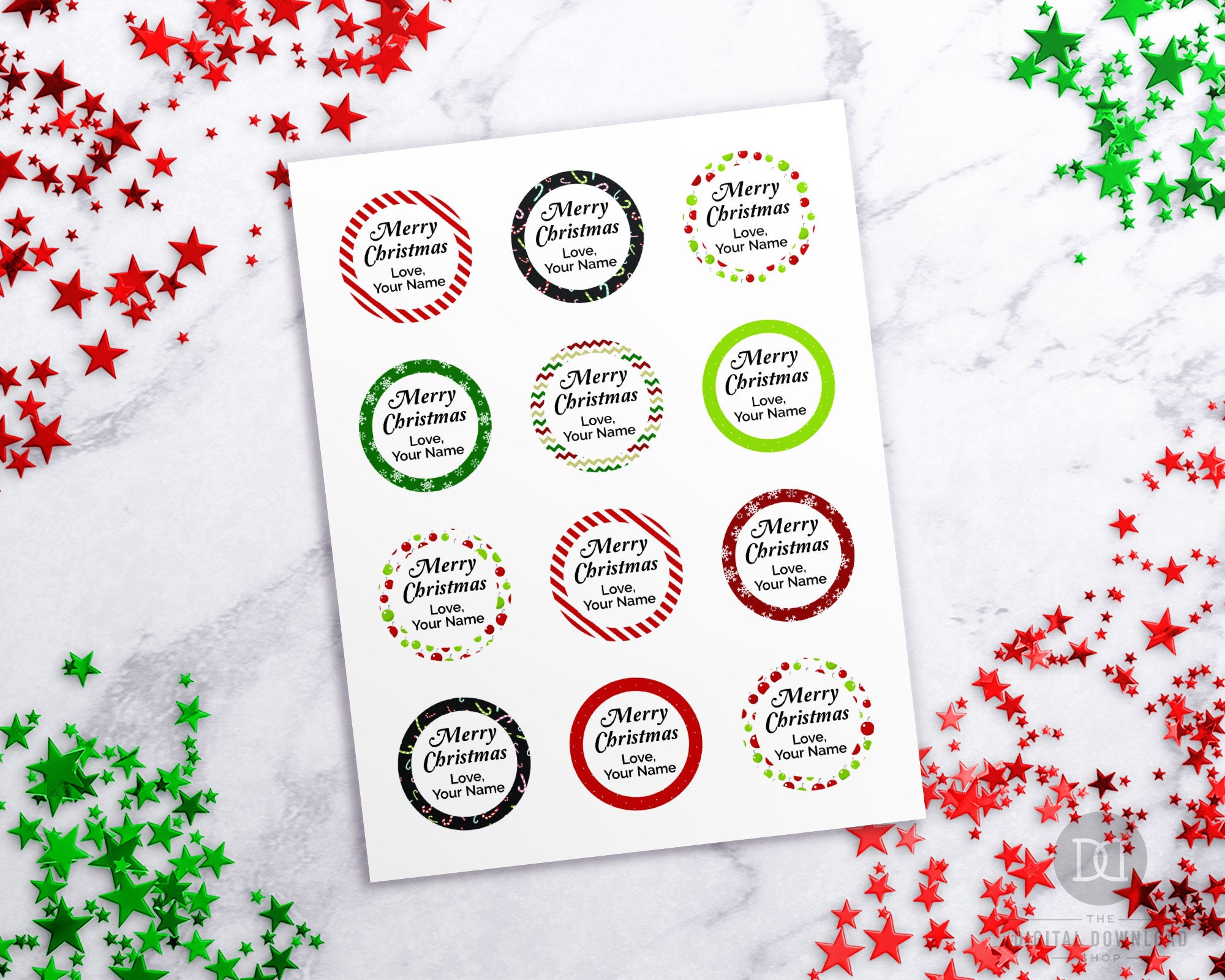 Christmas Labels Editable- Round, Printable Christmas Tags ...