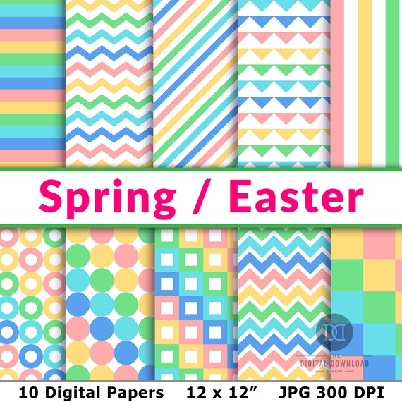 Spring Digital Papers Easter Digital Papers Spring Patterns | Etsy