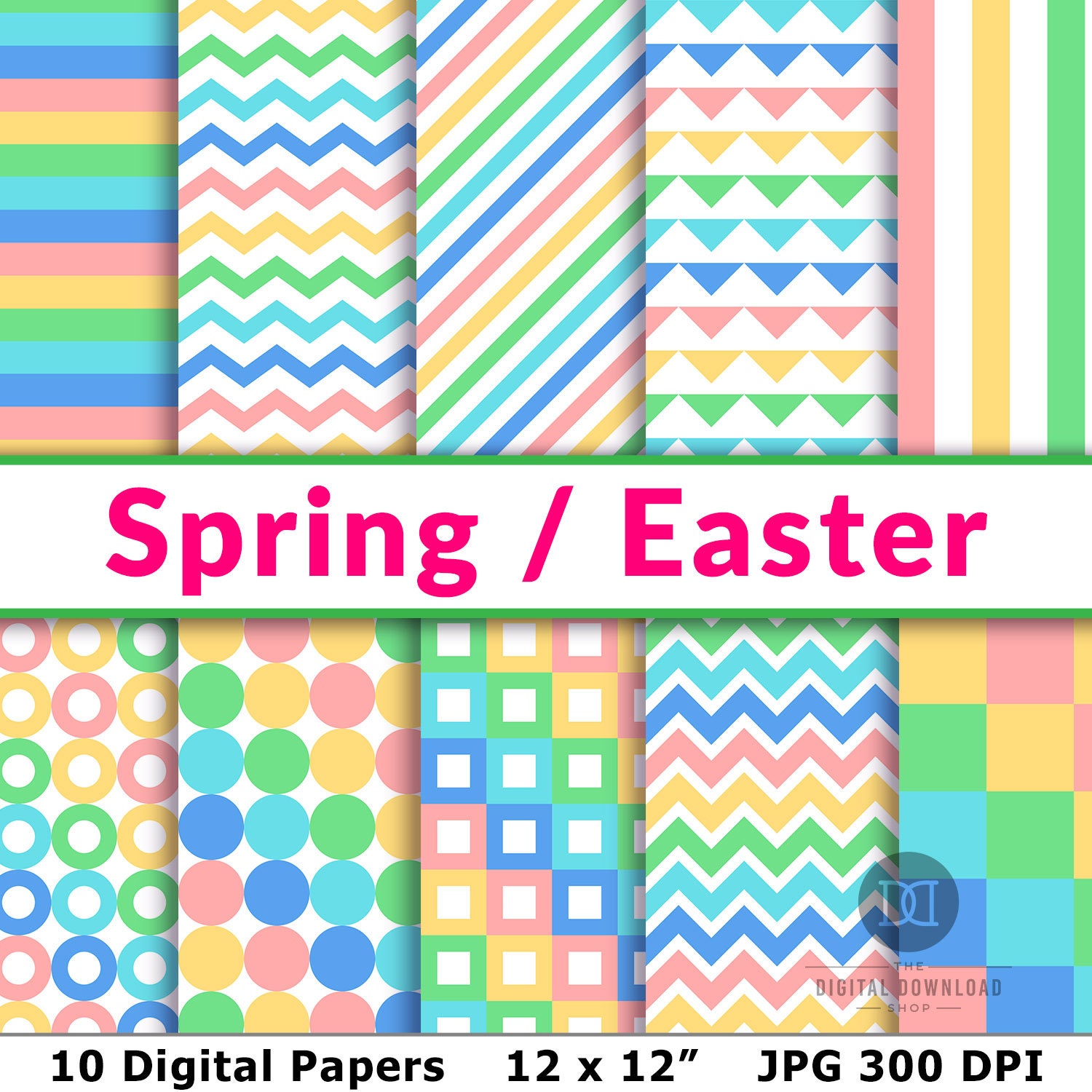 Spring Digital Papers Easter Digital Papers Spring Patterns | Etsy