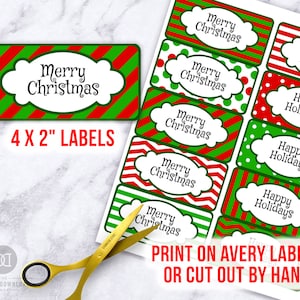 Christmas Labels Printable Narrow, Editable Christmas Tags ...