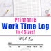Work Log Printable, Work Time Log, Work Day Organizer, Work Planner ...