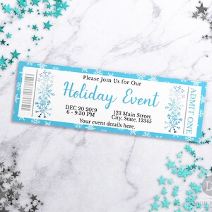 Snowflake Event Ticket Printable, Editable Ticket Templates, Holiday ...