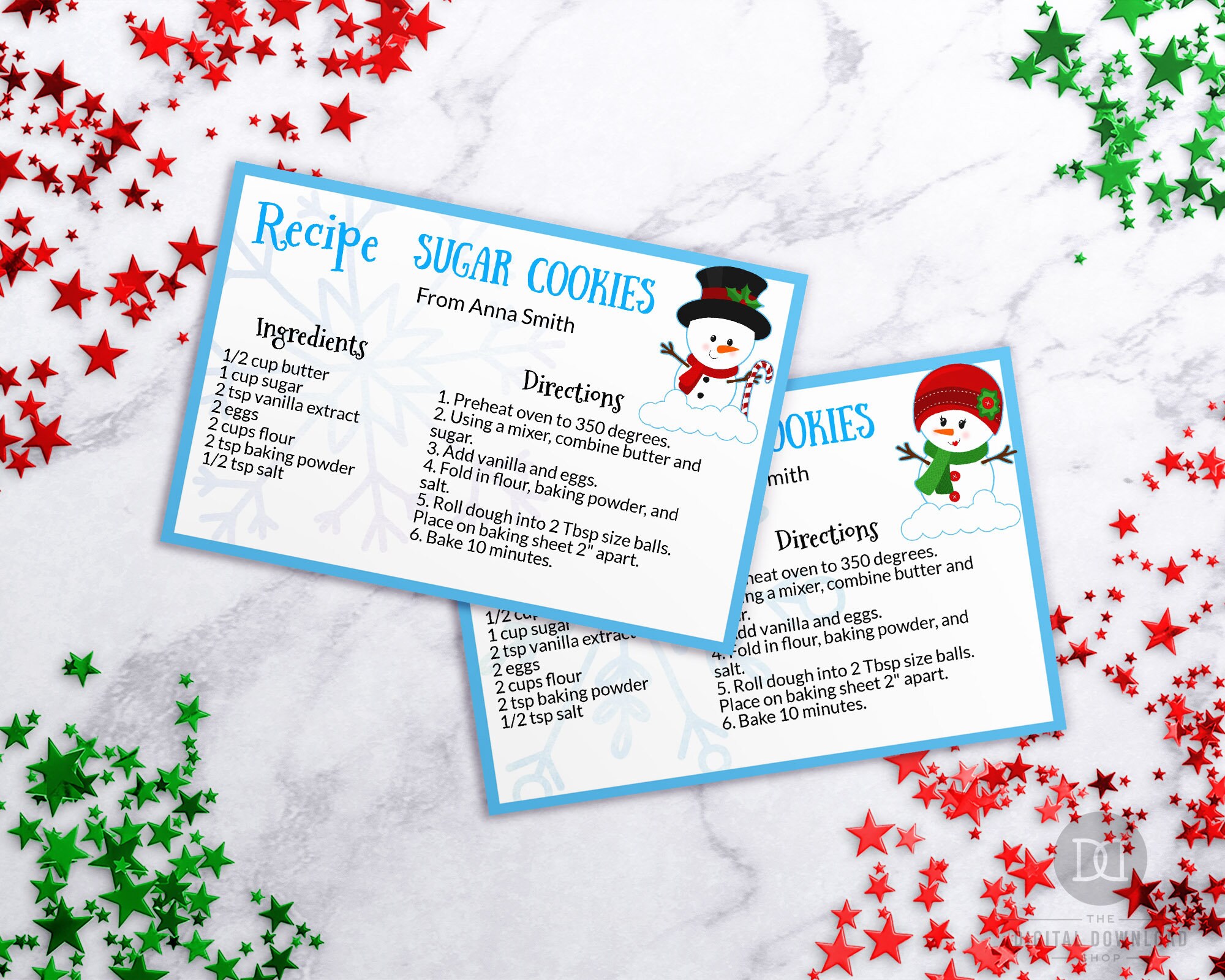 Christmas Cookie Recipe Card Template Printable Editable | Etsy