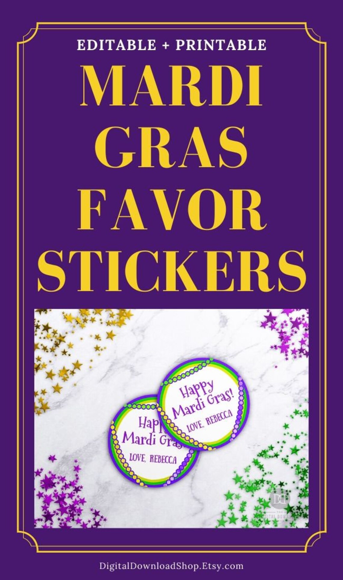 Mardi Gras Labels Editable Template Printable Mardi Gras | Etsy