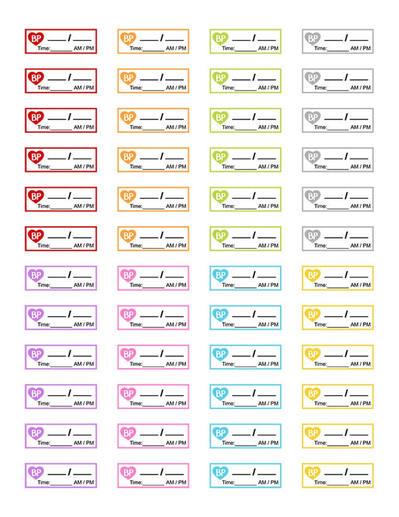Blood Pressure Tracker Stickers, Bullet Journal Stickers Printable ...