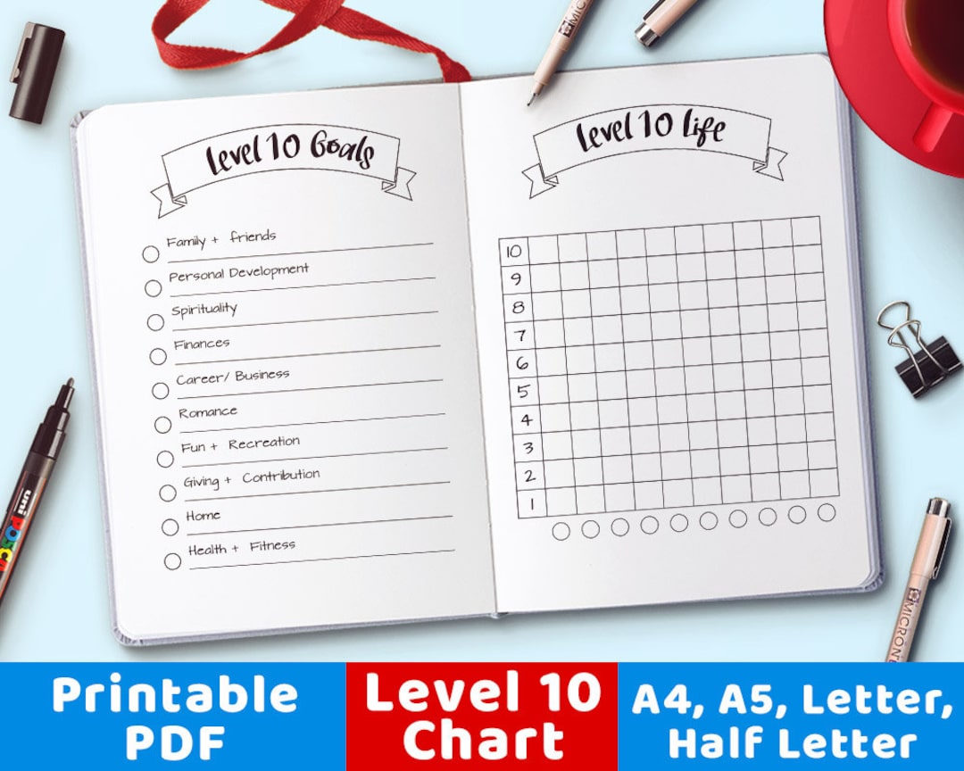 Bujo Journal Level 10 Life Printable Chart, Printable Level 10 Life ...
